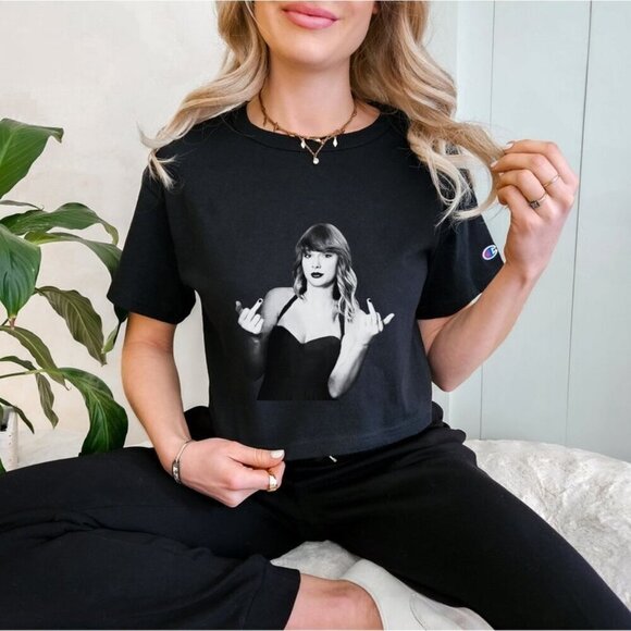 Shirts | Champion Women Cropped Tshirt Taylor Middle Finger Ttpd Shirt ...